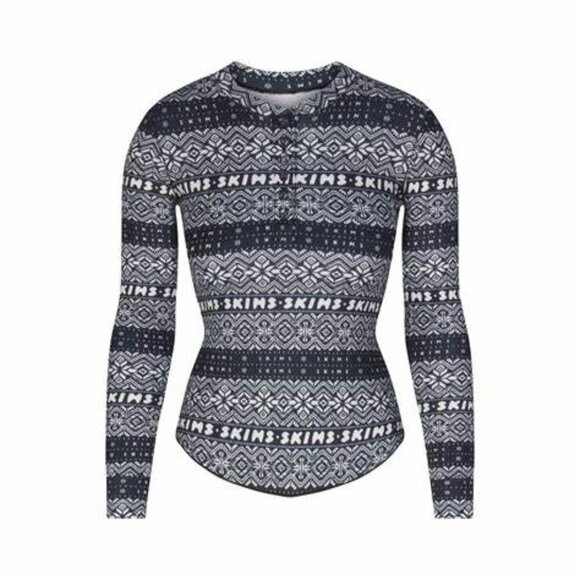 SKIMS | Tops | Skims Plush Pointelle Henley Long Sleeve | Poshmark